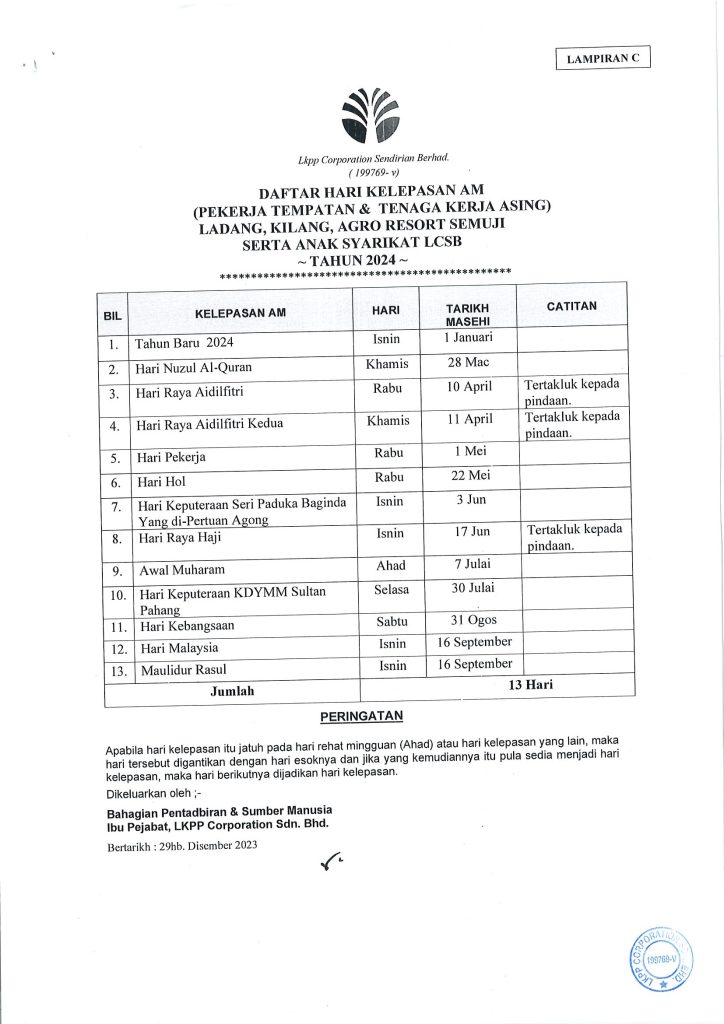 Notis - LKPP Corporation Sendirian Berhad