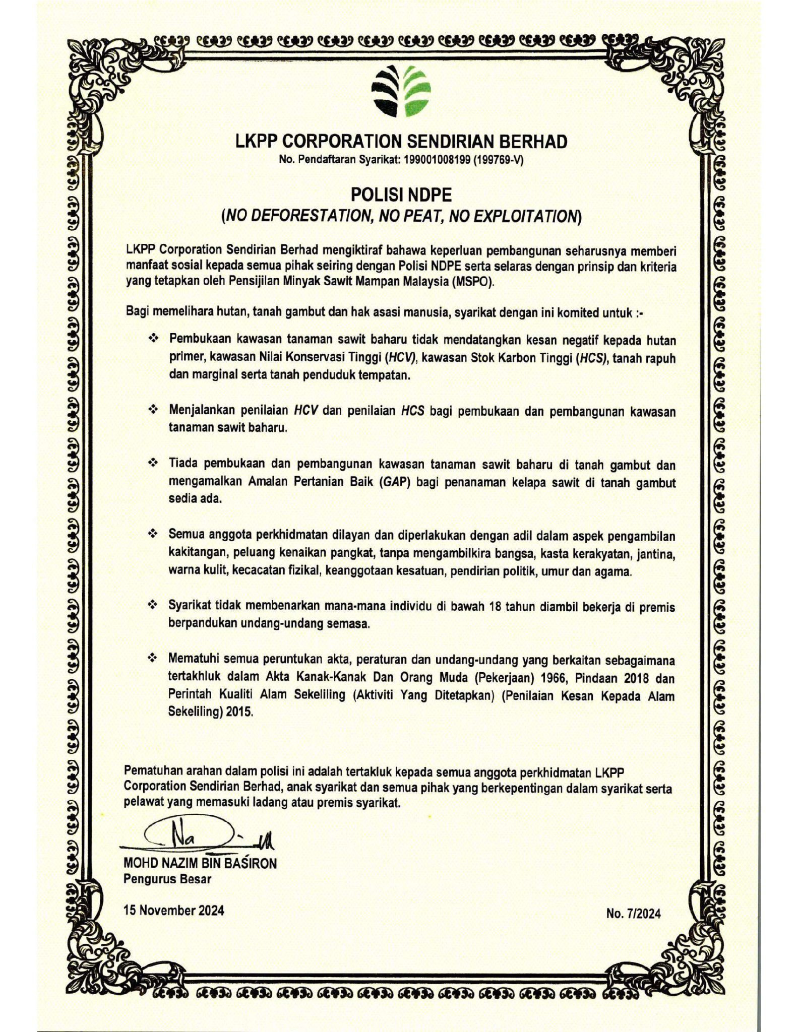 POLISI SYARIKAT - LKPP Corporation Sendirian Berhad