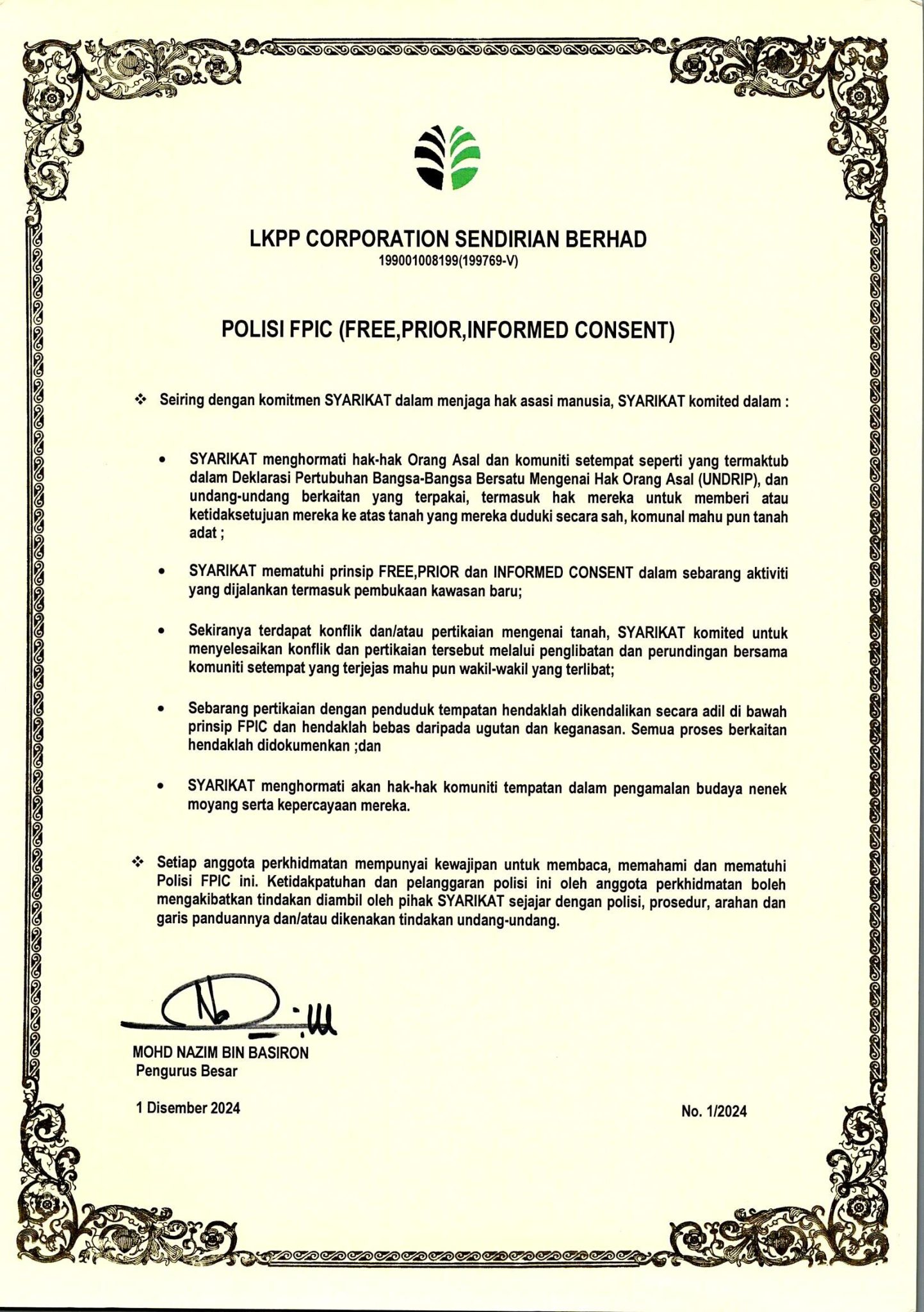 POLISI SYARIKAT - LKPP Corporation Sendirian Berhad